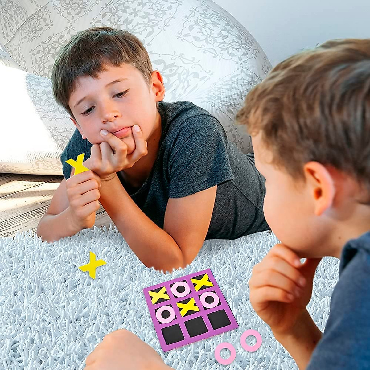 Gamie 5-Inch Foam Tic Tac Toe Mini Board Games (24 Pack) – Travel Tic Tac Toe Game for Kids, Indoor Recess Games for Classroom, Mini Board Games Bulk, Tic Tac Toe Party Favors for Kids