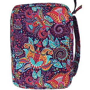 DIWI Quilted Bible Cover Extra Large Sizes 11.25 X 8.25 X 2.75 Inches Good Book Case (XL, C1 Purple Garden)