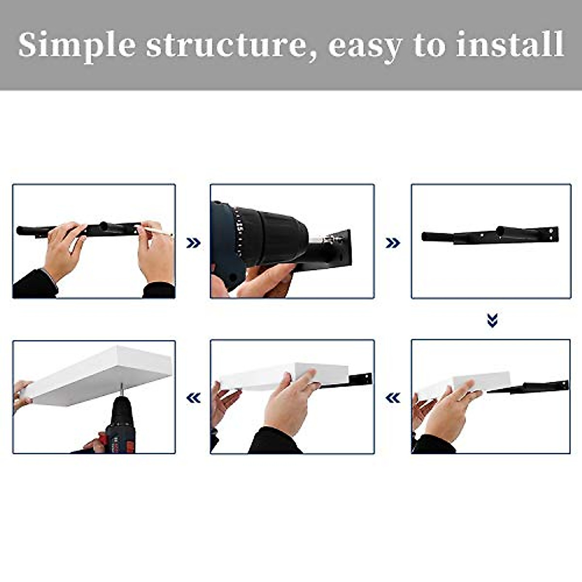 WELLAND New Chicago Floating Shelves Set of 2, 2" Thickness 9.25" Depth Floating Wall Shelves Ledge Shelves, 16-inch, White