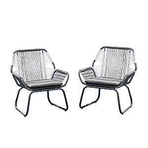 Christopher Knight Home Lydia Outdoor Wicker Club Chair (Set of 2), Gray/White/Gray