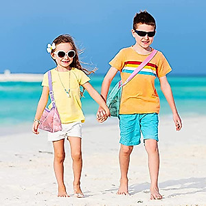 Orga'Neat Mesh Beach Shell Bag for Kids Sea Shell Collecting, Sand & Water Falls Through, Fast Dry Mesh Toy Bag for Girls Boys Picking Up Shells -3 Pack