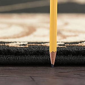 Orleans Traditional Border Black Scatter Mat Rug, 2' x 3'