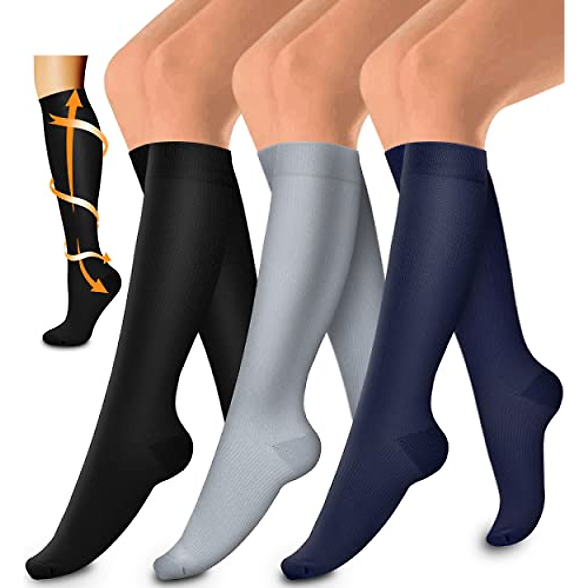 3 Pack Medical Compression Sock-Compression Sock for Women and Men-Best for Running,Nursing,Sports