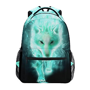 Lightweight Cool Cyan Wolf Backpacks Girls School Bags Kids Bookbags