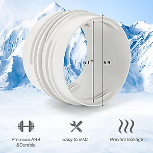 ODDMUCK Portable AC Hose Coupler with 5.1"/5.9" Diameter Exhasut Vent Connector for Clockwise&Counter Clockwise Threads Air Conditioner Hose Coupler Coupling Extension (5.1"/5.9“)