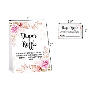 Diaper Raffle Tickets and Sign Baby Shower Games, Decorations, Party Favors For Baby Showers – 1 Sign, 50 Cards per Pack(DIAPER-B006)