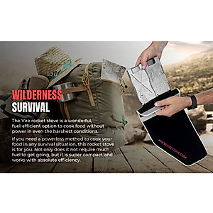 VIRE Folding rocket stove for cooking portable rocket stove, Outdoor hiking Survival or Emergency Gear camping rocket stove collapsible rocket stove Patent proven (classic)