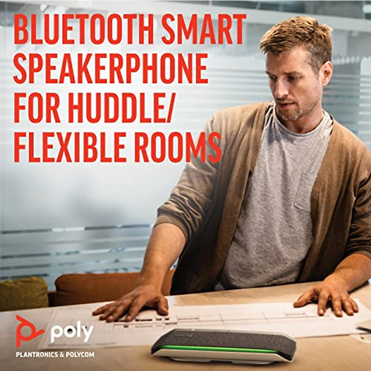Poly - Sync 40 Smart Speakerphone (Plantronics) - Flexible Work Spaces - Connect to PC/Mac via Combined USB-A/USB-C Cable and Smartphones via Bluetooth - Works with Teams (Certified), Zoom & More