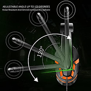 Kikc PS4 Gaming Headset with Mic for Xbox One, PS5, PC, Mobile Phone and Notebook, Controllable Volume Gaming Headphones with Soft Earmuffs for Kid