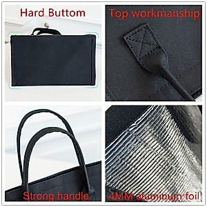 Insulated Lunch Bag Tote Leakproof Lunch Container Bag Durable Lunch Box for Adults Women Men Reusable Cooler Bag for Work Shopping Picnic (Black)