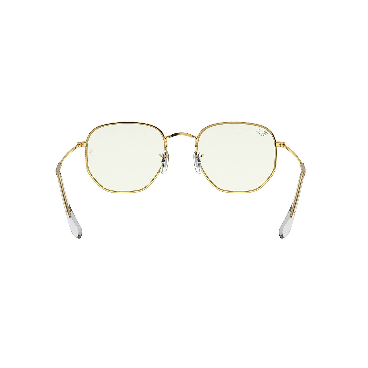 Ray-Ban Rb3548 Hexagonal Glasses, Legend Gold/Clear Blue Light Filtering, 48 mm