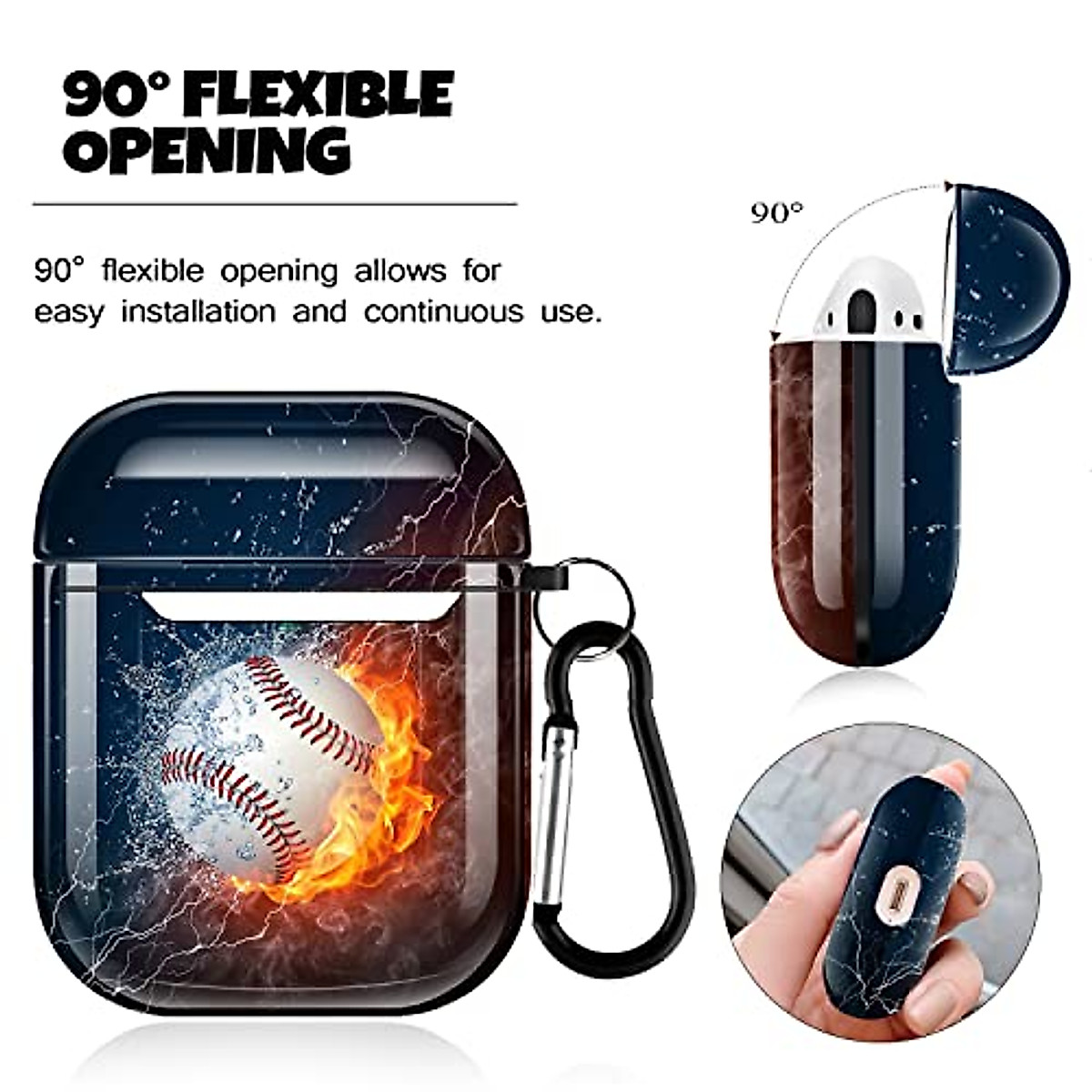 Black AirPods Case Cover,Soft AirPods Case 2&1 Shockproof Silicone Waterproof Protective AirPods Skin Protective Case for Airpods 1st/2nd Charging Case for iPhone 11/12/XR/7/7P (Baseball)