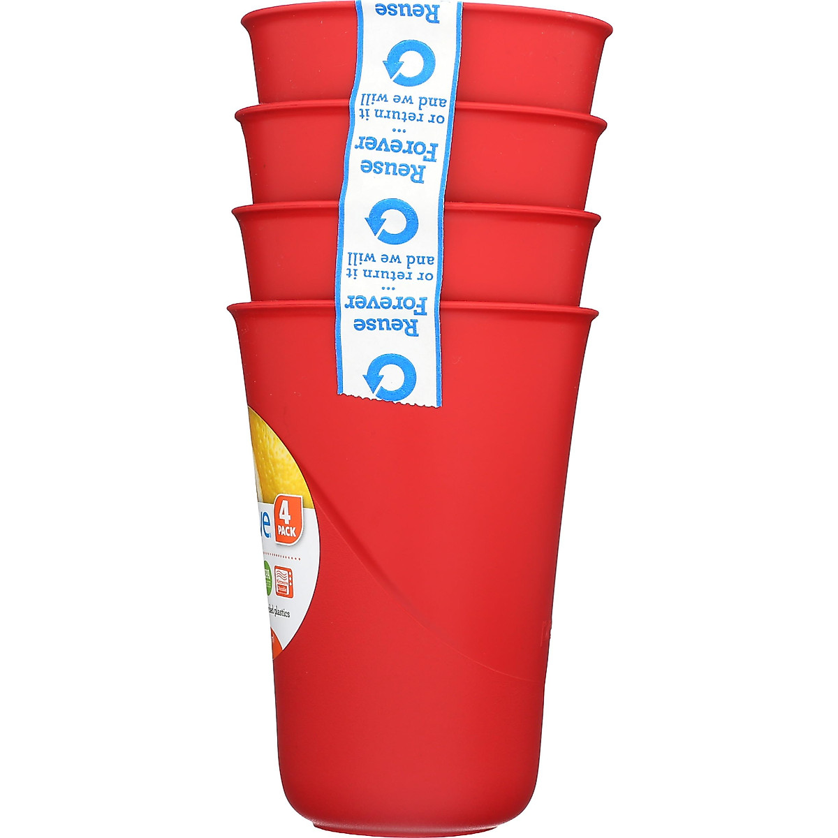 Preserve Everyday 16 Ounce Cups, Set of 4, Pepper Red