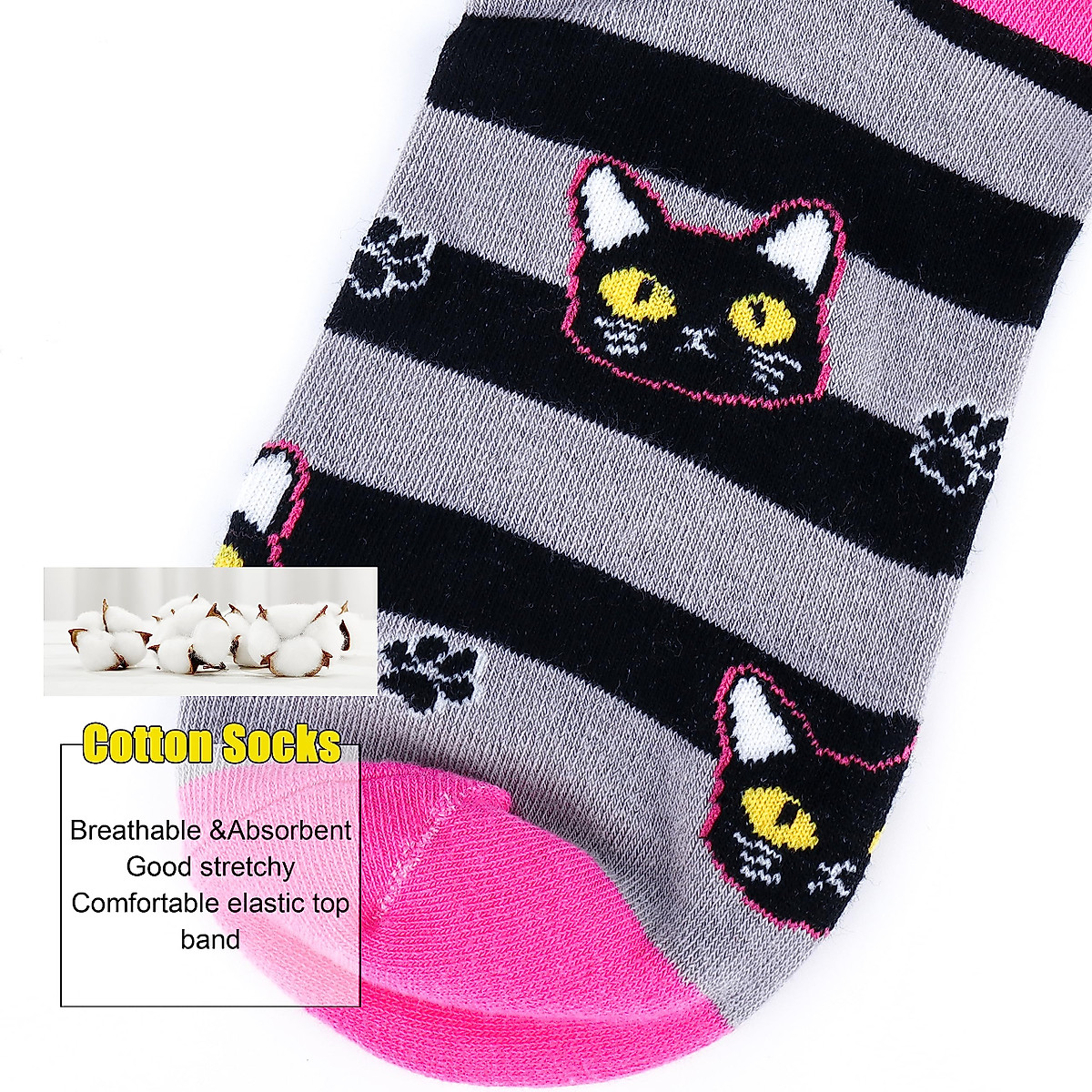 Belloxis Black Cat Socks for Women - Cat Lovers Gifts, Cozy Boot Socks, Cute Slouch Socks for Girls, Comfy Birthday Gifts for Teenage Girls