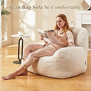 Homguava Bean Bag Chair Sherpa Bean Bag Lazy Sofa Beanbag Chairs for Adults with High Density Foam Filling Modern Accent Chairs Comfy Chairs for Living Room, Bedrooms