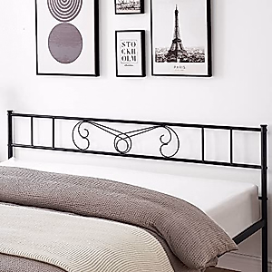 GAOMON Black Bed Frame Platform with Headboard and Footboard,Metal Platform Bed Frame，No Box Spring Needed,Under Bed Storage Space,Mattress Foundation,Simple Assembly,Modern Style,King Size
