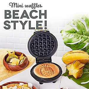 DASH Mini Maker for Individual Waffles, Hash Browns, Keto Chaffles with Easy to Clean, Non-Stick Surfaces, 4 Inch, White Pineapple