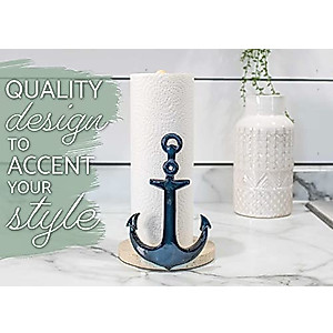 Elanze Designs Nautical Anchor 12 inch Resin and Wood Paper Towel Holder