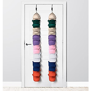 HYDERMUS Hat Rack 2 Pack for 32 Caps with Adjustable Height Over The Door Hat Organizer Metal Hat Holder with 32 Clips Hat Storage for Door and Wall