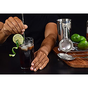 TheBarsentials Cocktail Strainer Set Stainless Steel Bar Tool with Stirring Spoon - Hawthorne Strainer, Julep Strainer, Fine-Mesh Strainer/Sifter