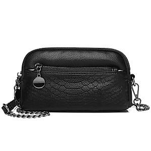 Wesccimo Small Crossbody Clutch Purses For Women Black Wristlet Handbag Trendy Chain Leather Snakeskin Print Evening Purse