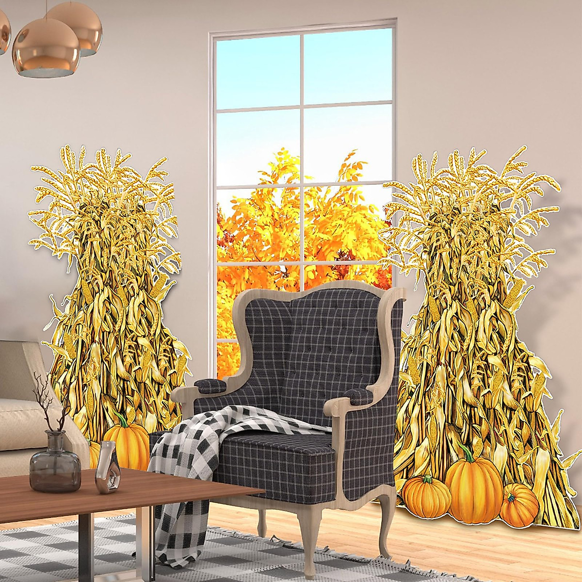 Large Vintage Corn Stalks Decorations for Fall & Thanksgiving