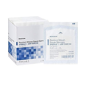 McKesson Premium Woven Gauze Sponges, Sterile, 12-Ply, USP Type VII, 100% Cotton, 3 in x 3 in, 2 Per Pack, 40 Packs, 80 Total