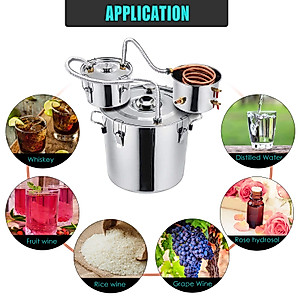 Slsy 5 Gallon Alcohol Still Water Alcohol Distiller, 20 Liters DIY Whiskey Still Stainless Steel Spirits Boiler with Copper Tube, Home Brew Wine Making Kit with Thumper Keg