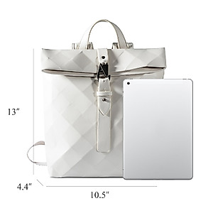 Milan Chiva Geometric Backpack Purses for Women Holographic School College Anti-Theft Travel Rucksack Ladies Shoulder Bookbag MC2-1022BG, Beige