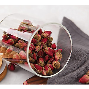 vipolish 2 PCS Transparent Glass Storage Jars with Airtight Bamboo Lids Kitchen Canisters Food Tea Storage Containers for Coffee Beans Grain Cookies Flower Tea Sugar Nuts