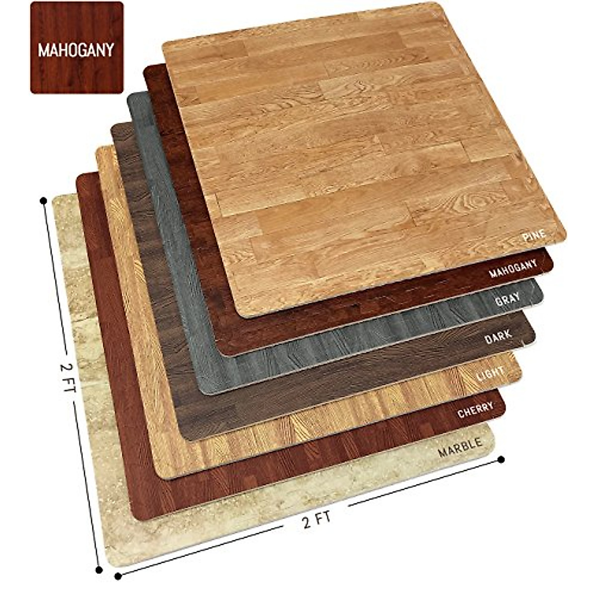 Sorbus 48Sq. Ft. Wood Grain Floor Tiles Foam Mat EVA Interlocking Mats Tile 3/8-Inch Thick Flooring Wood Puzzle Exercise Mats w/Borders - Home Playroom Basement, Apartment, Trade Show, Baby, Dance