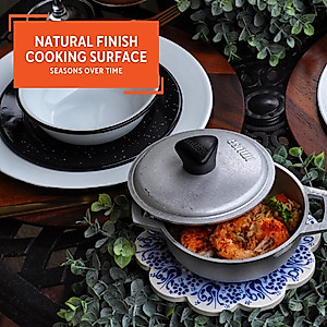 IMUSA 0.5Qt Mini Cast Aluminum Traditional Caldero Set with Lid,Silver