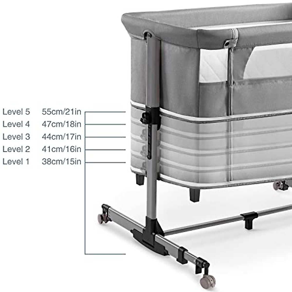nordmiex Baby Crib,3 in 1 Bassinet for Baby,Bedside Sleeper Bedside Baby bassinets Crib for Newborn,Adjustable Portable Baby Bed for Infant/Baby,Gray