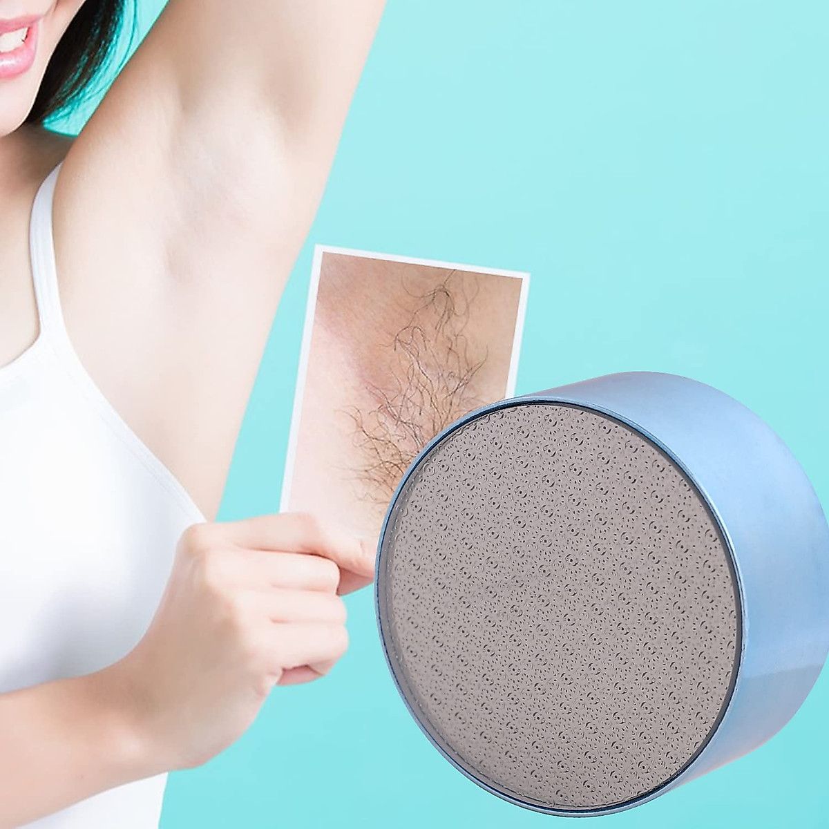 Double Sided Crystal Hair Eraser,Magic Hair Eraser,Crystal Hair Remover for Arms Legs Back,Reusable & Washable (Blue)