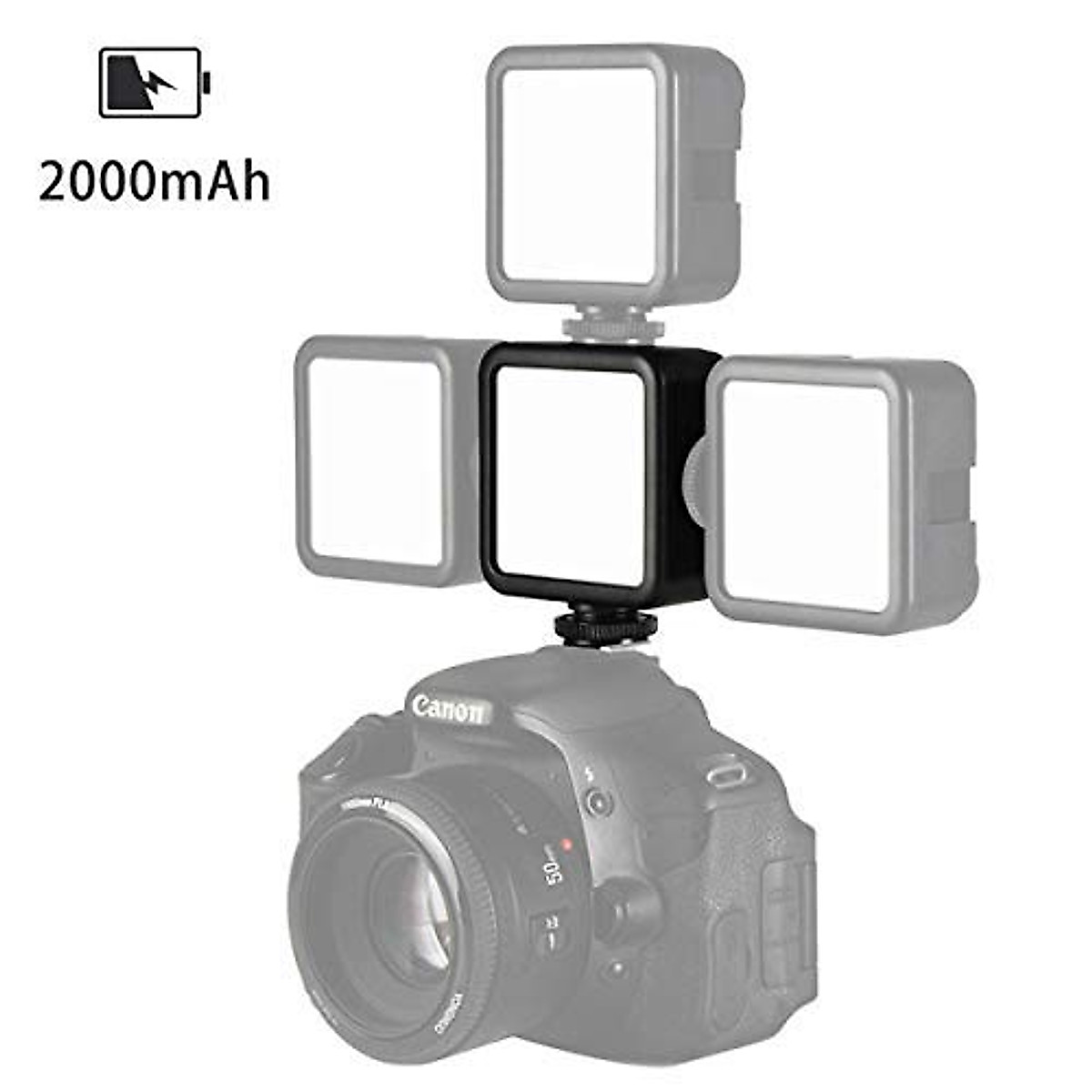 ULANZI VL49 2000mAh LED Video Light w 3 Cold Shoe, Rechargeable Soft Light Panel, Portable Photography Lighting for DJI OSMO Sony DSLR Canon Camera GoPro Vlogging