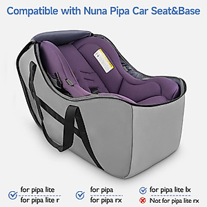 YOREPEK Infant Car Seat Travel Bag Compatible with UPPAbaby MESA V2 and Base,Fit for All Nuna Pipa Car Seat and Base, Padded Car Seat Bags for Air Travel, Carseat Cover for Airplane Travel, Grey