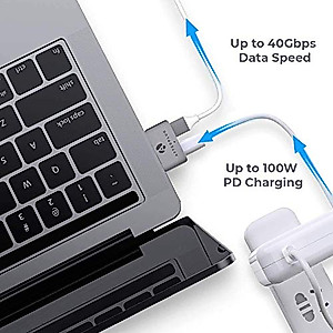 USB C Extender for MacBook with Case, Afterplug 2-Port Type C Male to Female Extension Adapter Compatible with Thunderbolt 3/4 or USB 4 Type C Port; 100W PD, 5K Video & 40Gbps Data