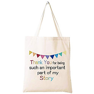 Thank You For Being Such An Important Part of My Story – Shoulder Bag Shopping Bag Tote Bag Gift – Appreciation Gifts for Teachers - Birthday Christmas Back To School Gift For Teacher