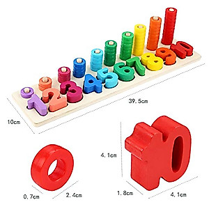 KangRuiZhe Montessori Materials Wood Math Blocks Shape Sorter Number and Stacking Learning Toys (Mathematics)
