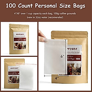No Mess Cold Brew Coffee Filters - 100 Count Disposable Fine Mesh Brewing Bags for Concentrate/Iced Coffee Maker, French/Cold Press Kit, Hot Tea in Mason Jar or Pitcher, 4 x 6 Inches