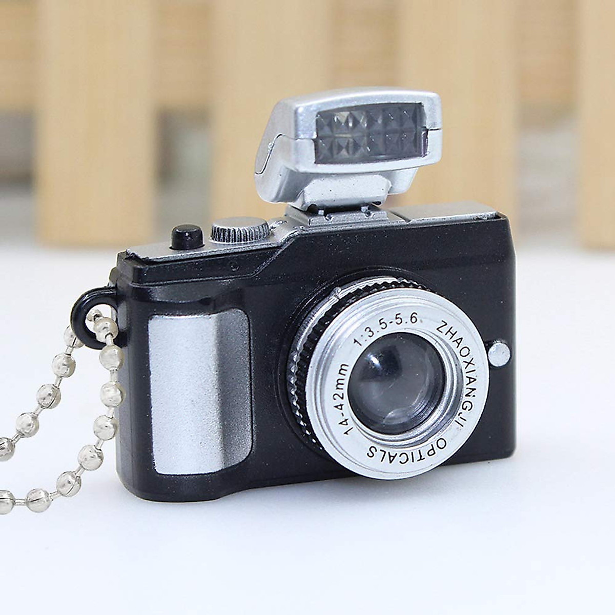 Mini Camera LED Keychain Key Ring Toy with Flashlight Sound Bag Phone Pendant,Perfect Child Intellectual Toy Gift Set Black