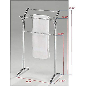 Pilaster Designs Plymouth Transitional Metal 3 Tier Freestanding Bathroom Towel Rack Organizer in Chrome Finish