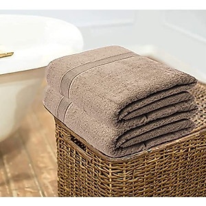 Belizzi Home Cotton 2 Pack Oversized Bath Towel Set 28x55 inches, Large Bath Towels, Ultra Absorbant Compact Quickdry & Lightweight Towel, Ideal for Gym Travel Camp Pool - Tan
