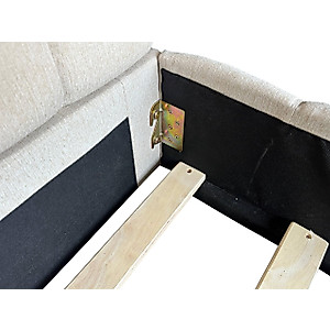 DNYN Full Size Upholstered Platform Bed with Thick Fabric for Kids/Adults,Solid Wood Bedframe w/Wood Slat Support for Small Space,Bedroom,Apartment,Easy Assembly & No Box Spring Needed, Beige