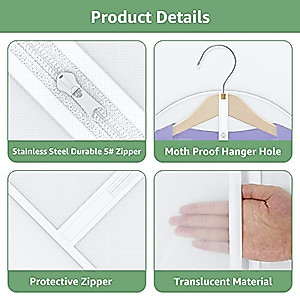 LAPPR Garment Bags for Hanging Clothes Closet Storage, 32" Set of 12 Clear Suit Bags Plastic Clothes Protectors for Shirt,T-shirt,Girl Dress Dance Costumes