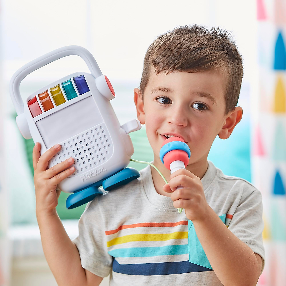 Playskool Rock n’ Roll Bot, Kids Bluetooth Speaker and Voice Changing Karaoke Microphone Toy, Ages 3 and Up (Amazon Exclusive)