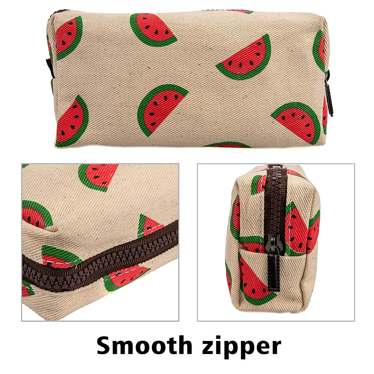 LParkin Watermelon Super Large Capacity Cute Canvas Pencil Case for Pen Bag Pouch Stationary Case Gadget Makeup Cosmetic Bag Box