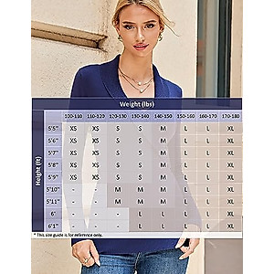 AmélieBoutik Women Shawl Collar V Neck Faux Wrap Long Sleeve Tunic Sweater (Blue Large)