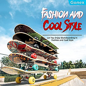 Gonex Standard Skateboard for Kids Teens Beginners, 31 x 8 Inch Double Kick Concave Complete Skate Board for Boys Girls Adults with 9 Layer Maple Deck, Diamond