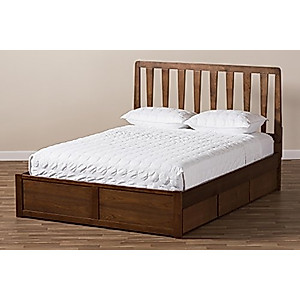 Baxton Studio Garonne Storage Platform Bed, Queen, Walnut Brown